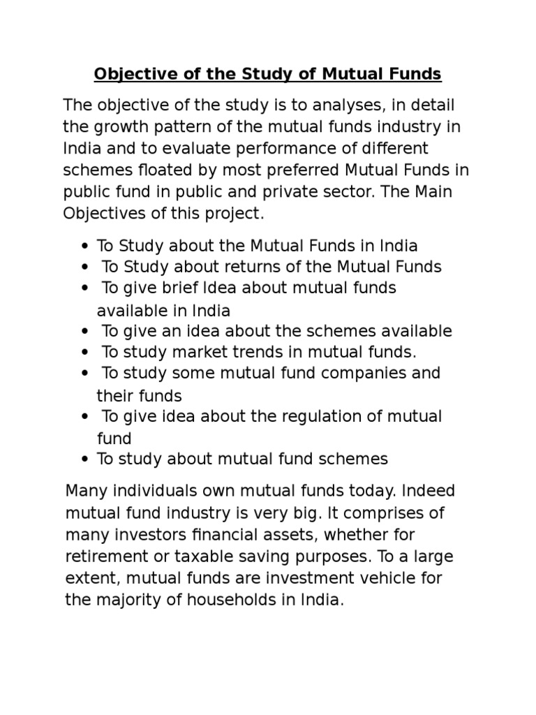 Objectives of Mutual Funds in India | PDF | Business | Finance & Money ...