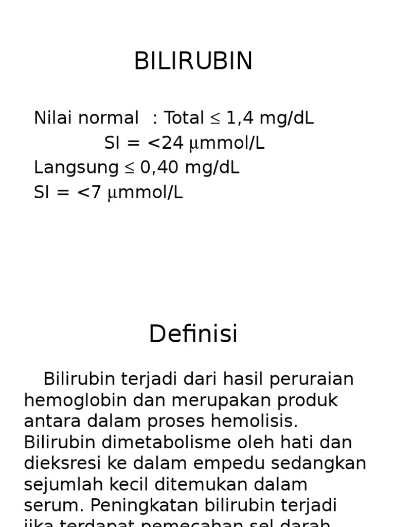 Nilai dan Fungsi Bilirubin dalam Kesehatan | PDF | Sains & Matematika