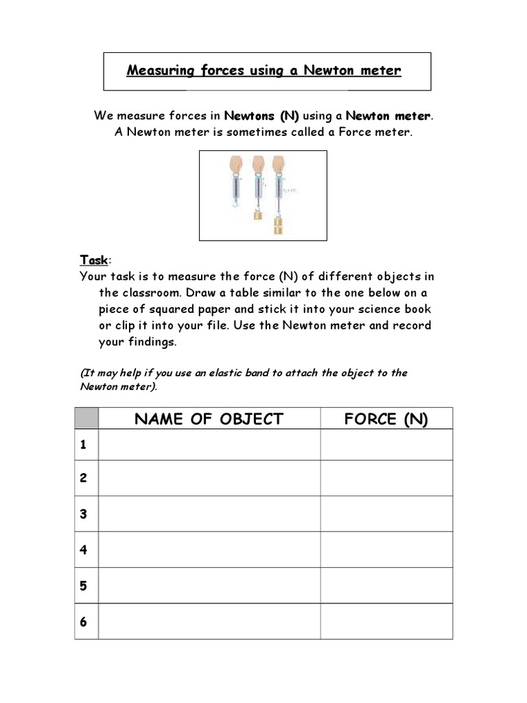 Measuring Forces with a Newton Meter | PDF | Force | Physics