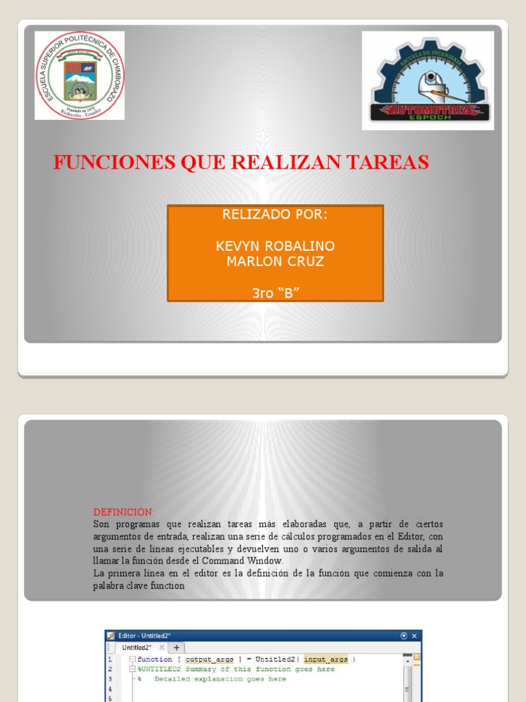 Funciones Que Realizan Tareas en Matlab | PDF | Número complejo | Función (Matemáticas)