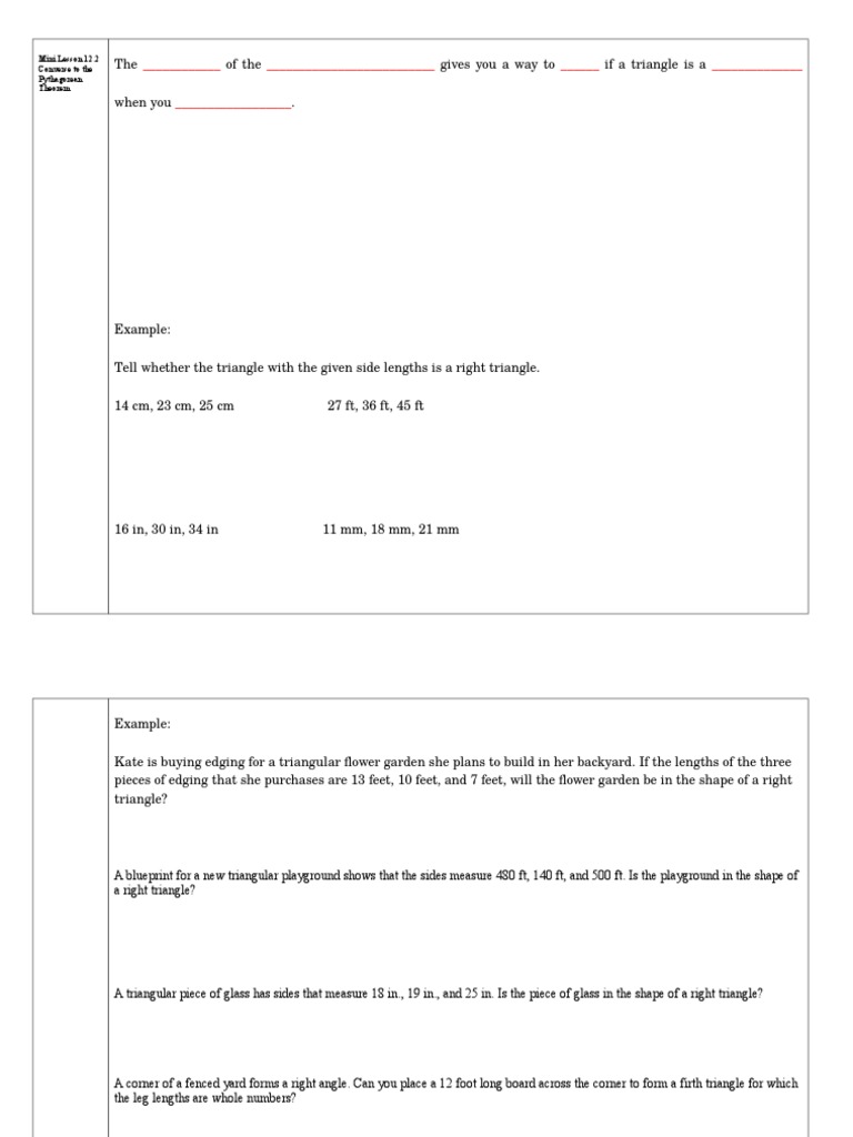 Determine Right Triangles Using Converse Pythagorean Theorem | PDF