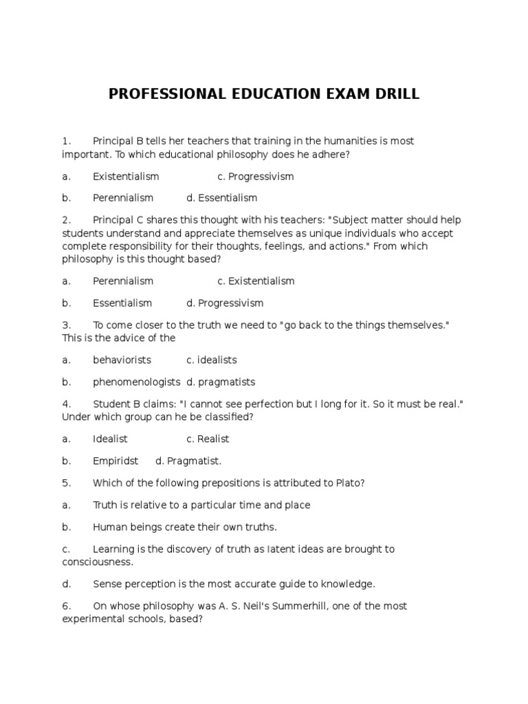 Professional Education Exam Drill | PDF | Mode (Statistics) | Test ...
