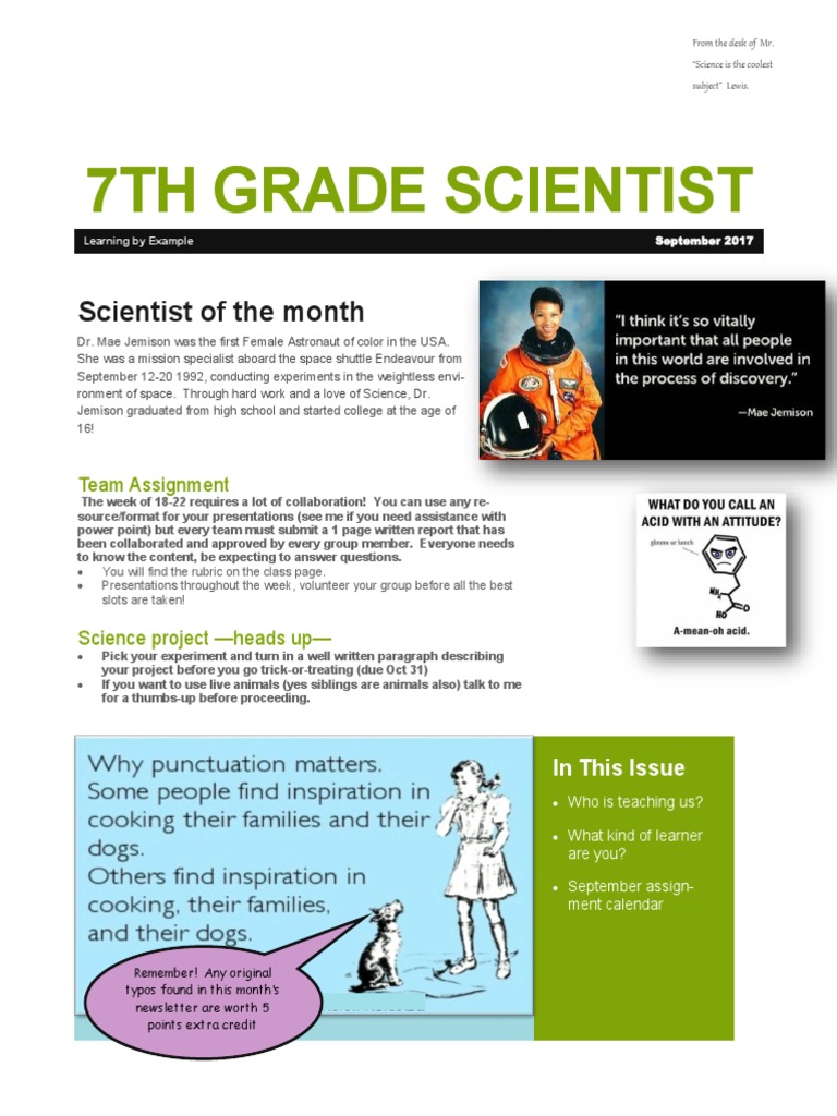 7Th Grade Scientist: Scientist of The Month | PDF | Learning | Nature