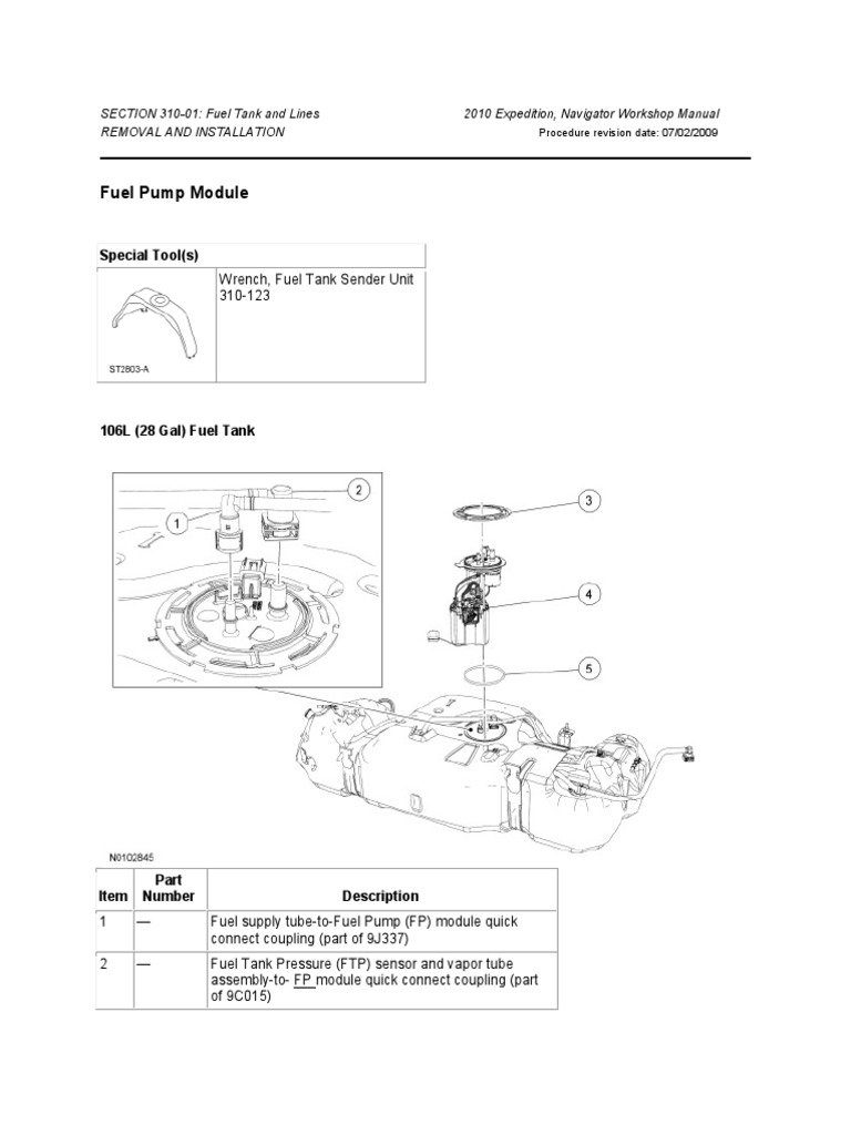 2010 Expedition / Navigator Fuel Pump Module | PDF | Pump | Mechanical ...