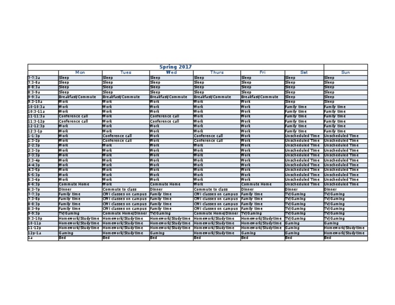 Weekly Schedule | PDF