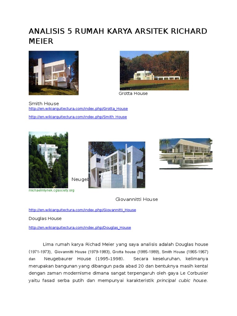 Analisis 5 Rumah Karya Arsitek Richard Meier | PDF
