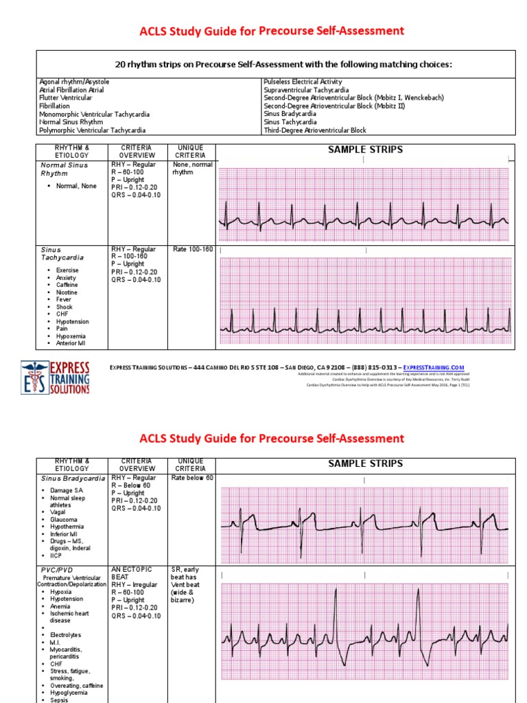Acls Pre Course Self Assessment Study Guide | PDF | Cardiovascular ...
