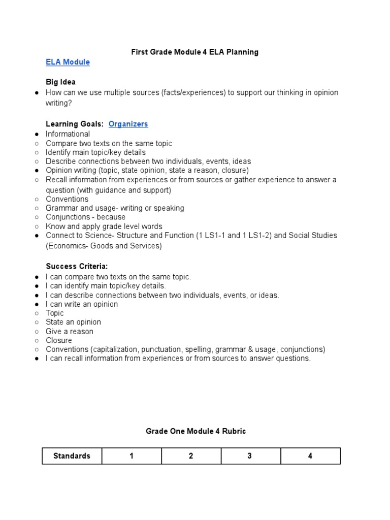 Grade 1 Module 4 Master | PDF | Opinion | Grammar