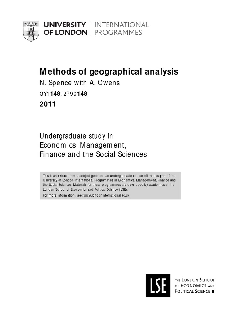 Methods of Geographical Analysis | Download Free PDF | Geography ...