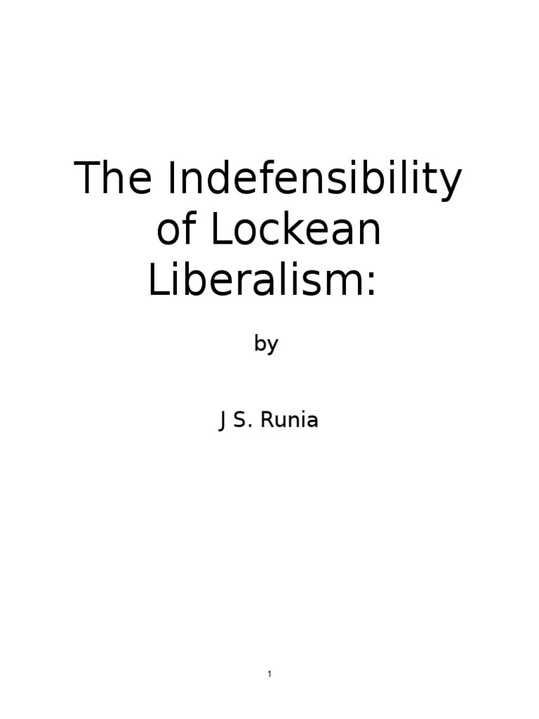 Thesis - Indefensibility of Lockean Liberalism - J S. Runia | PDF ...