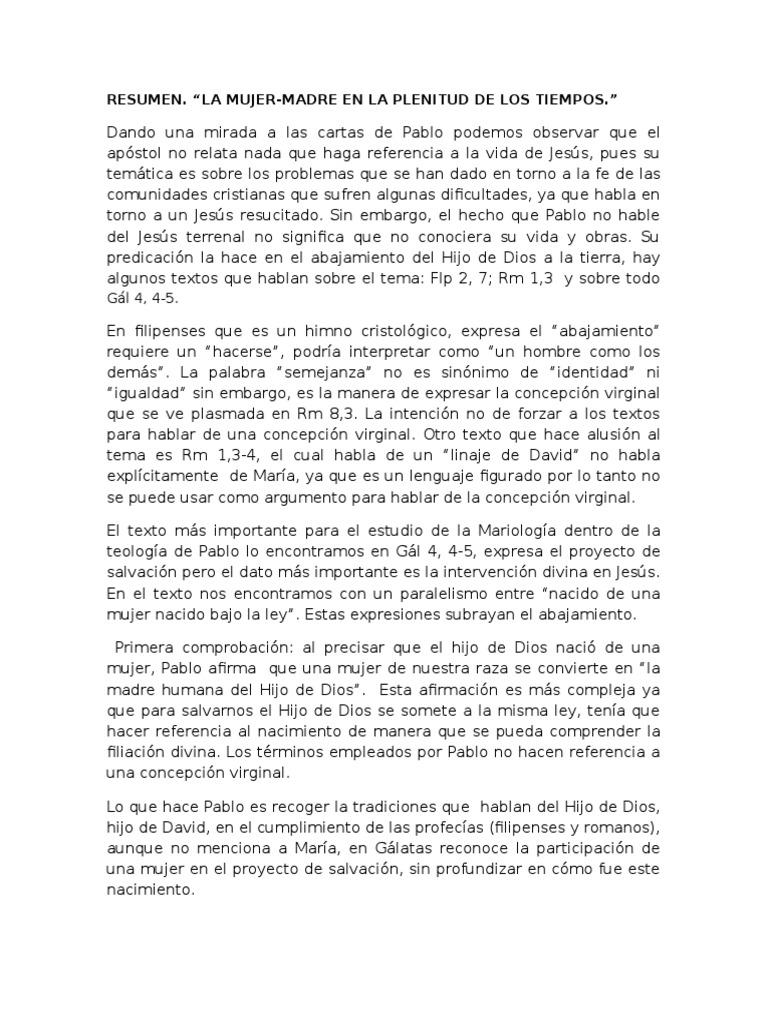 María en Cartas de Pablo y Marcos | PDF | María, madre de Jesús | Pablo ...