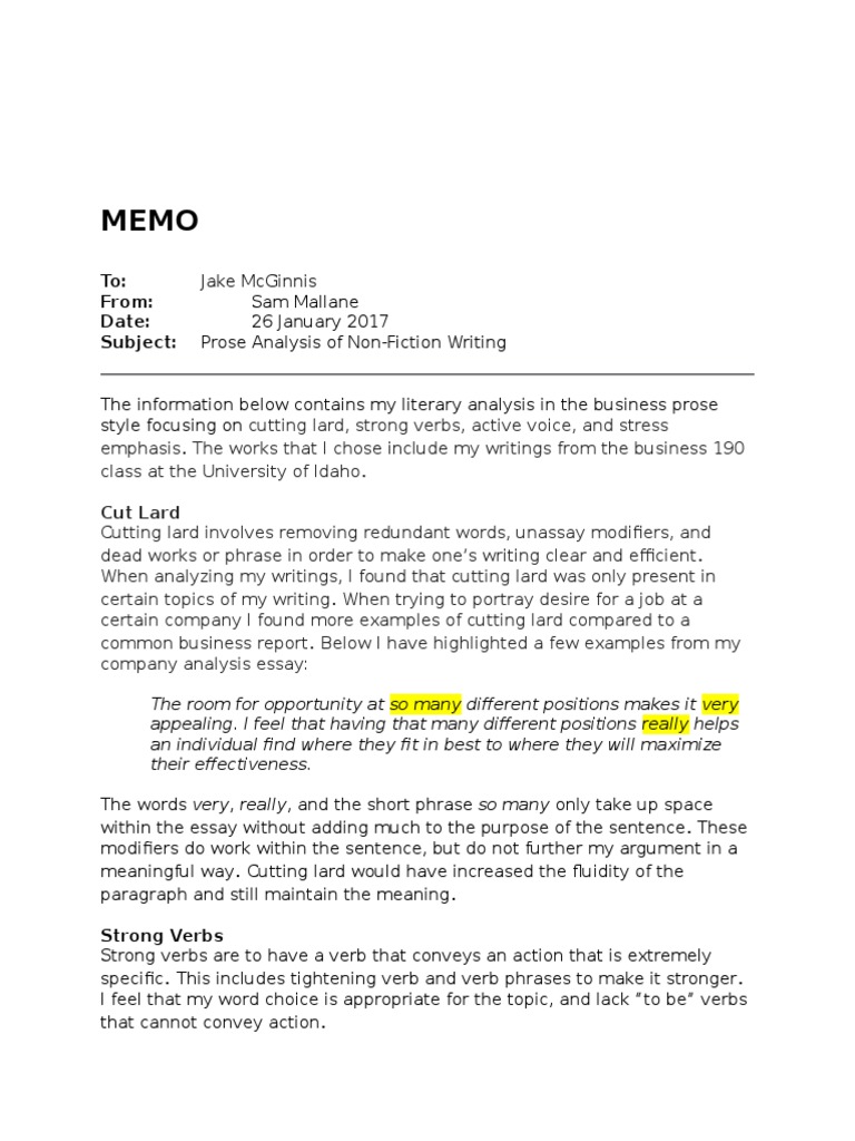 Memo Project | Download Free PDF | Subject (Grammar) | Sentence ...