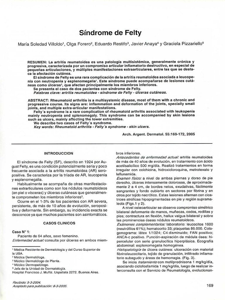 SX Felty | PDF | Medicina | Enfermedades y trastornos