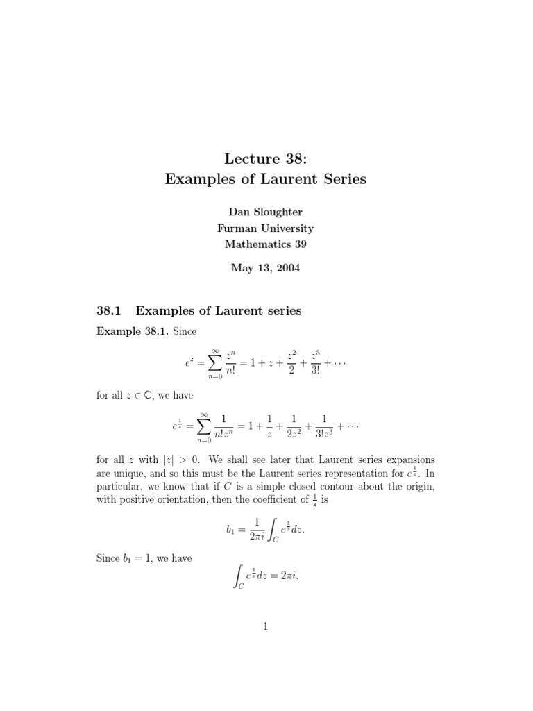 38.1 Examples of Laurent Series | PDF | Numerical Analysis | Complex ...