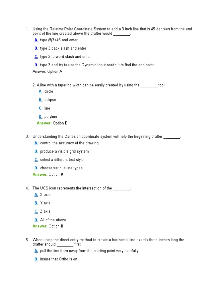 Autocad Interview Quesions and Answers | PDF | Cartesian Coordinate ...
