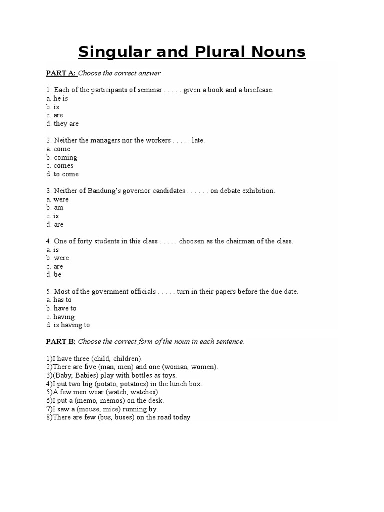 Soal Singular Plural | PDF | Linguistics | Syntactic Relationships