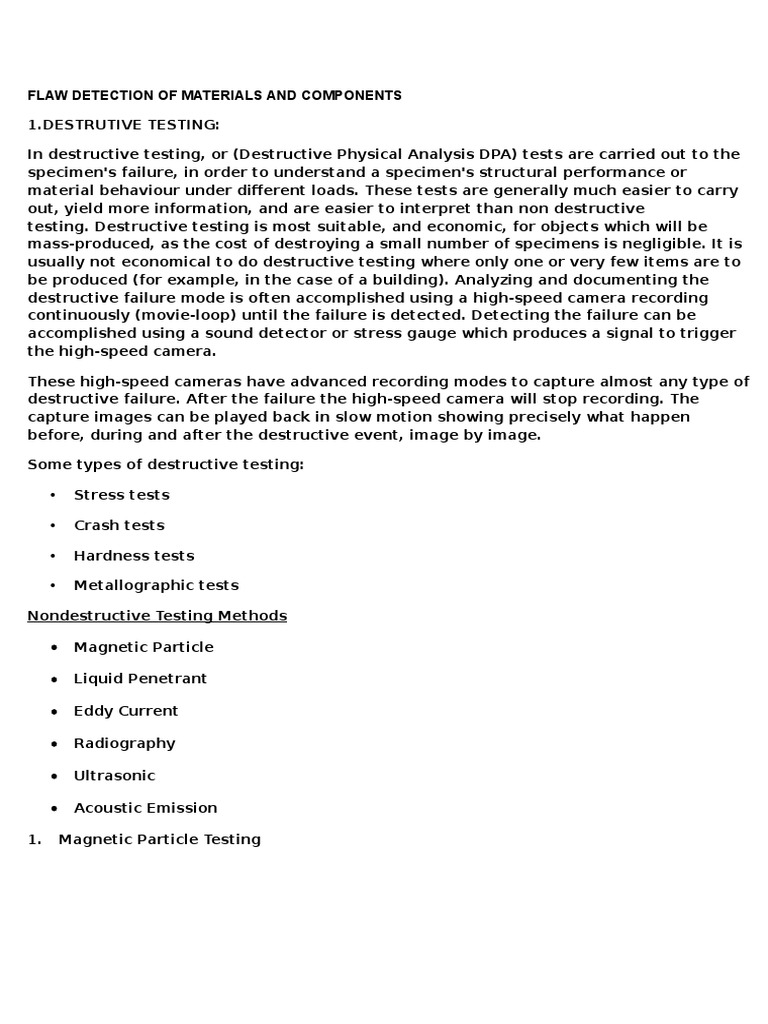 Flaw Detection of Materials and Components | PDF | Nondestructive ...