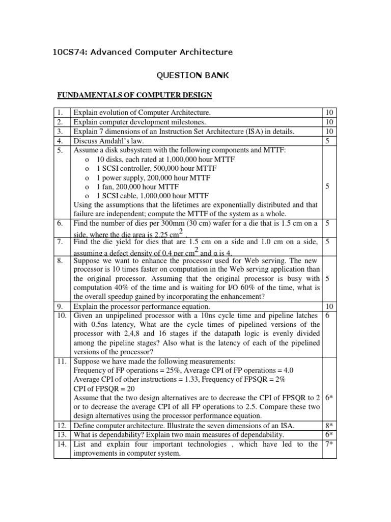 Quantitative Analysis of Computer Architecture Concepts and Performance Metrics | PDF | Mips ...