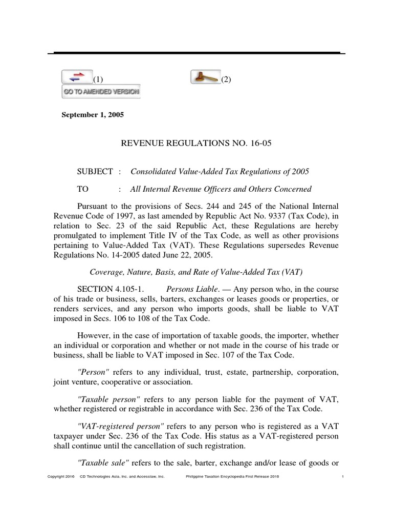 RR No.16-05 | PDF | Value Added Tax | Lease