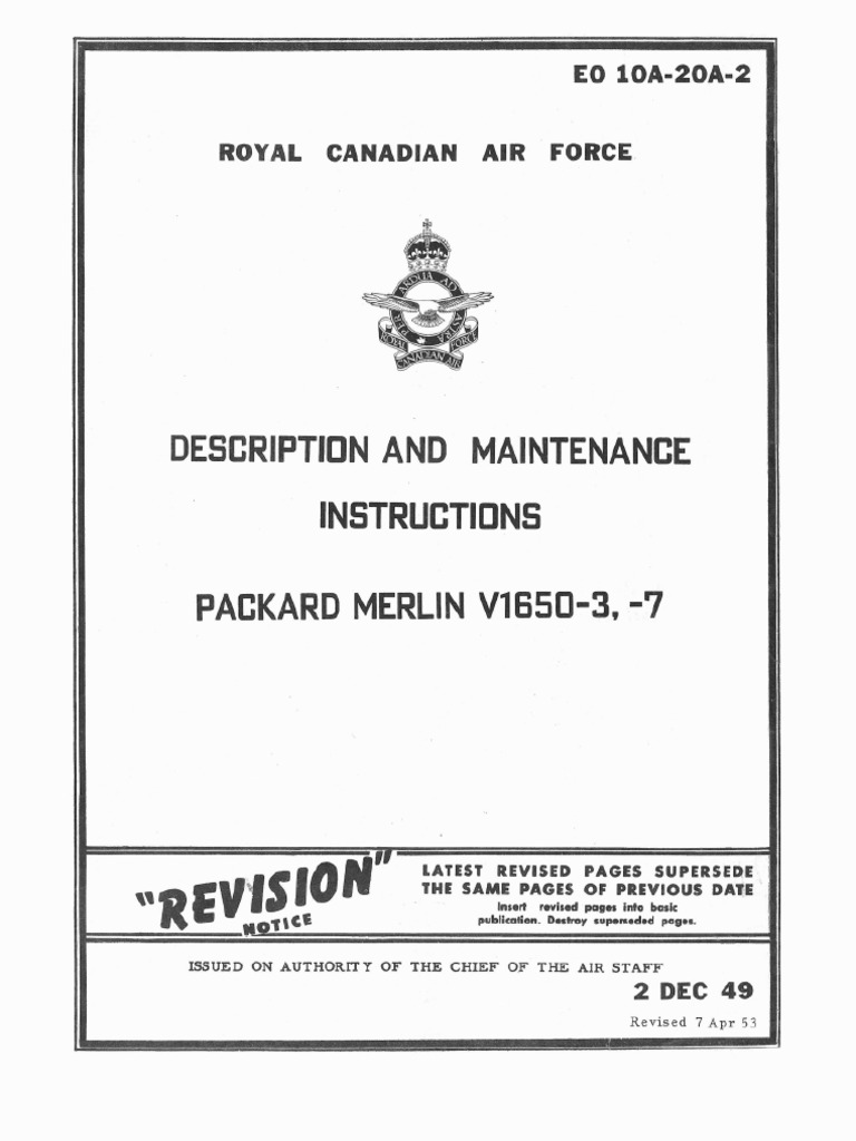 Packard-Merlin Engine - Rcaf 01 | PDF | Piston | Gear