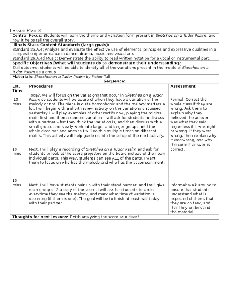 CMP Lesson Plan 3 | PDF | Lesson Plan | Education Theory