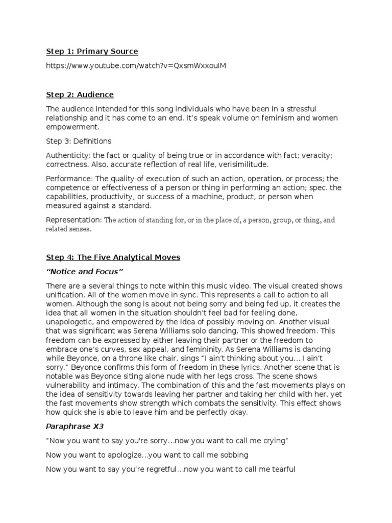 Step 1 | PDF | Beyoncé | Empowerment