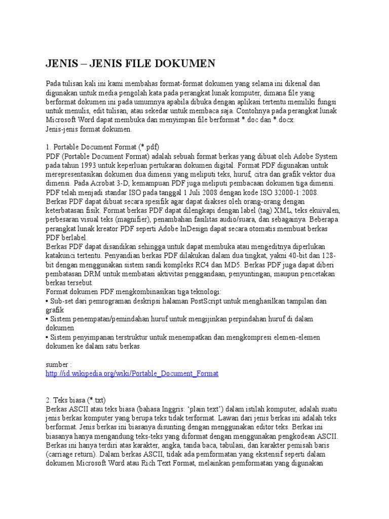 Jenis-Jenis File Dokumen | PDF