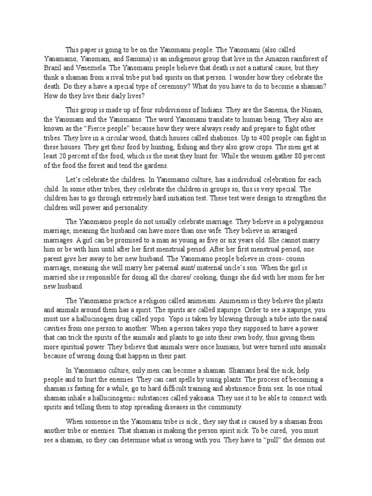 The Yanomami | PDF | Shamanism | Rituals