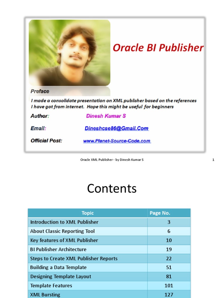 Oracle XML Publisher V1.0 PDF | PDF | Pl/Sql | Sql