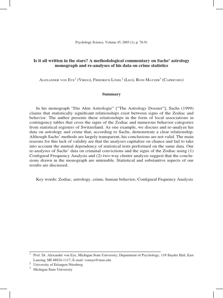 Is It All Written in The Stars PDF | PDF | Statistical Hypothesis ...