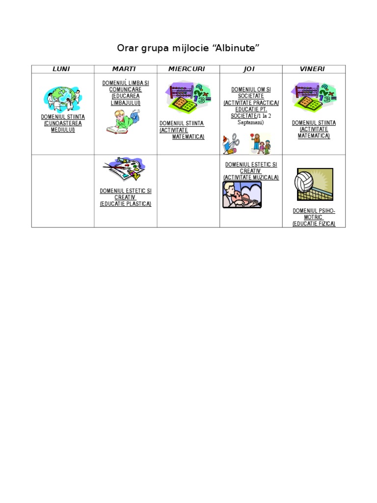 Orar Gradinita Gr.mijlocie