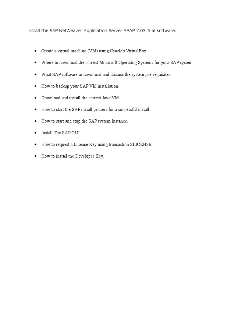 Install The Sap Netweaver Application Server Abap 7 03 Trial Software Pdf