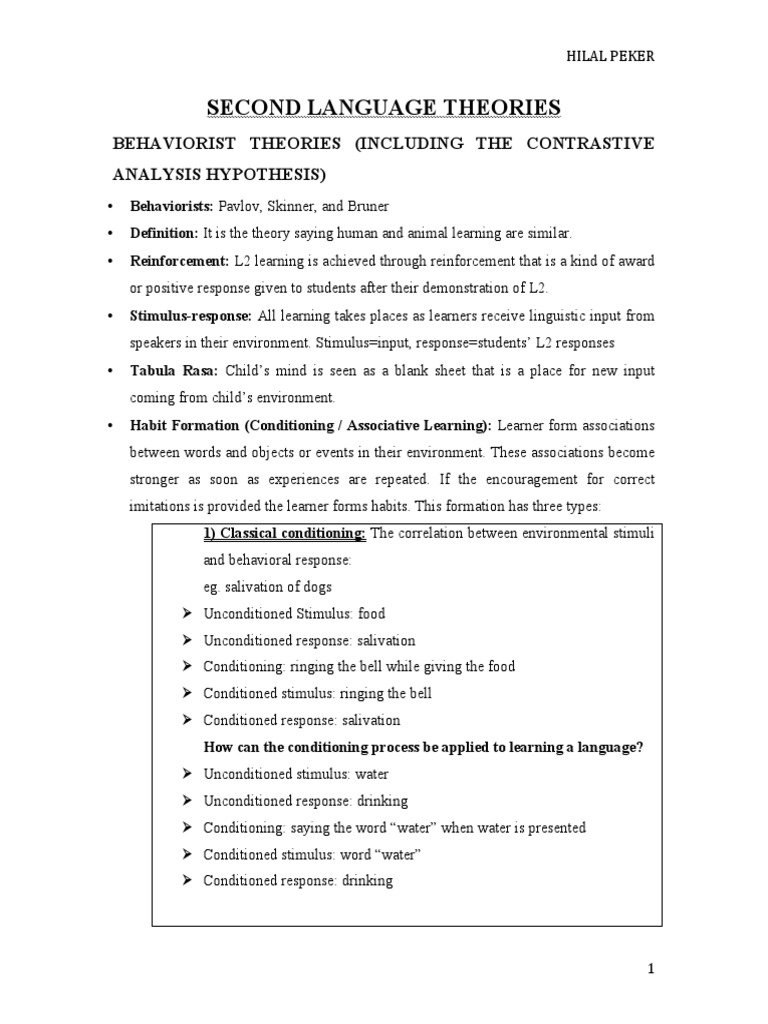 A2 - Second Language Theories PDF | PDF | Second Language | Classical ...