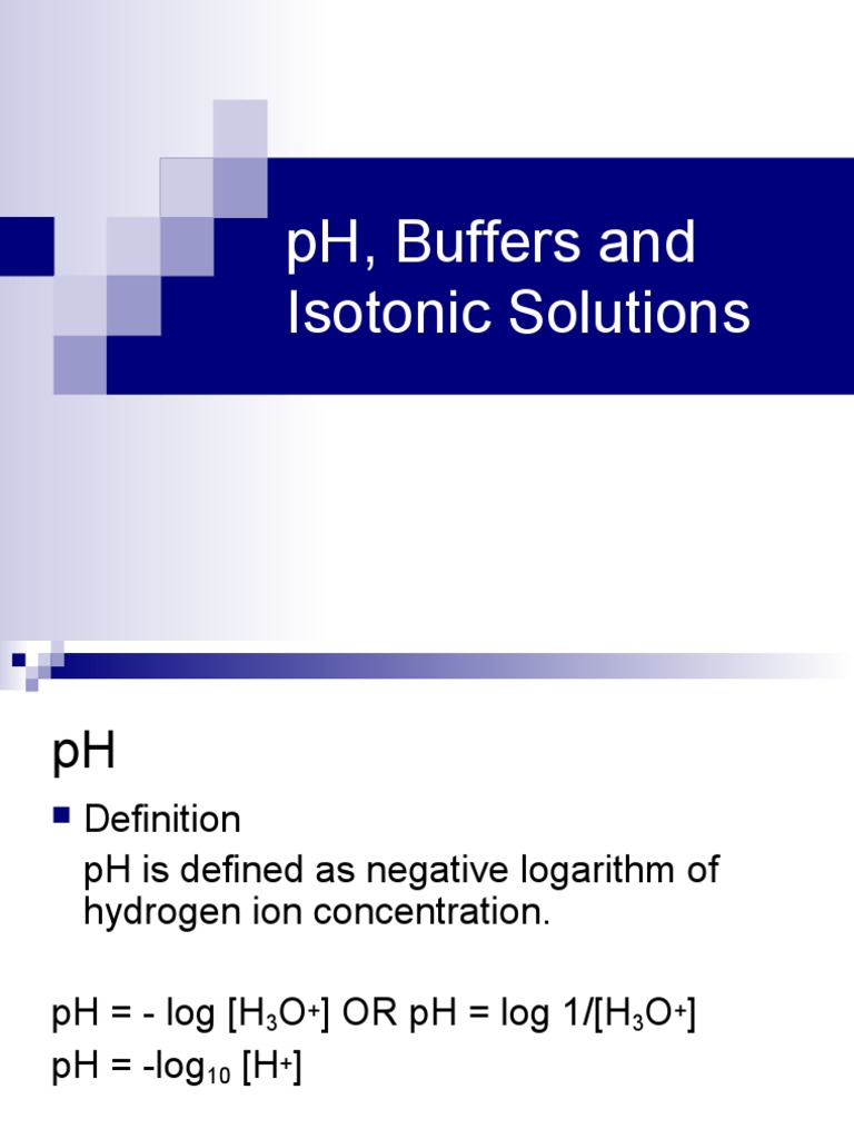 2.pH, Buffers and Isotonic | PDF | Ph | Buffer Solution