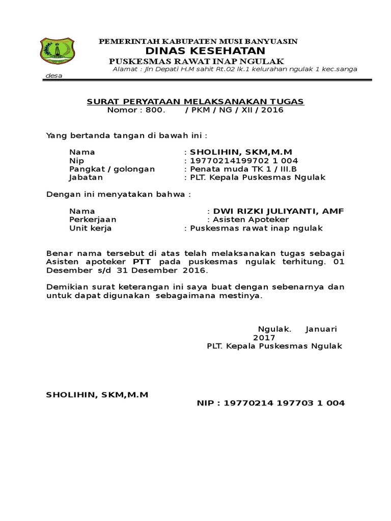 SURAT SPMT Dwik | PDF