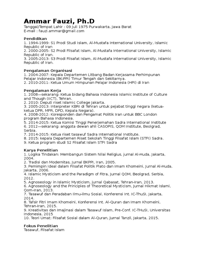 CV Pembicara Seminar | PDF