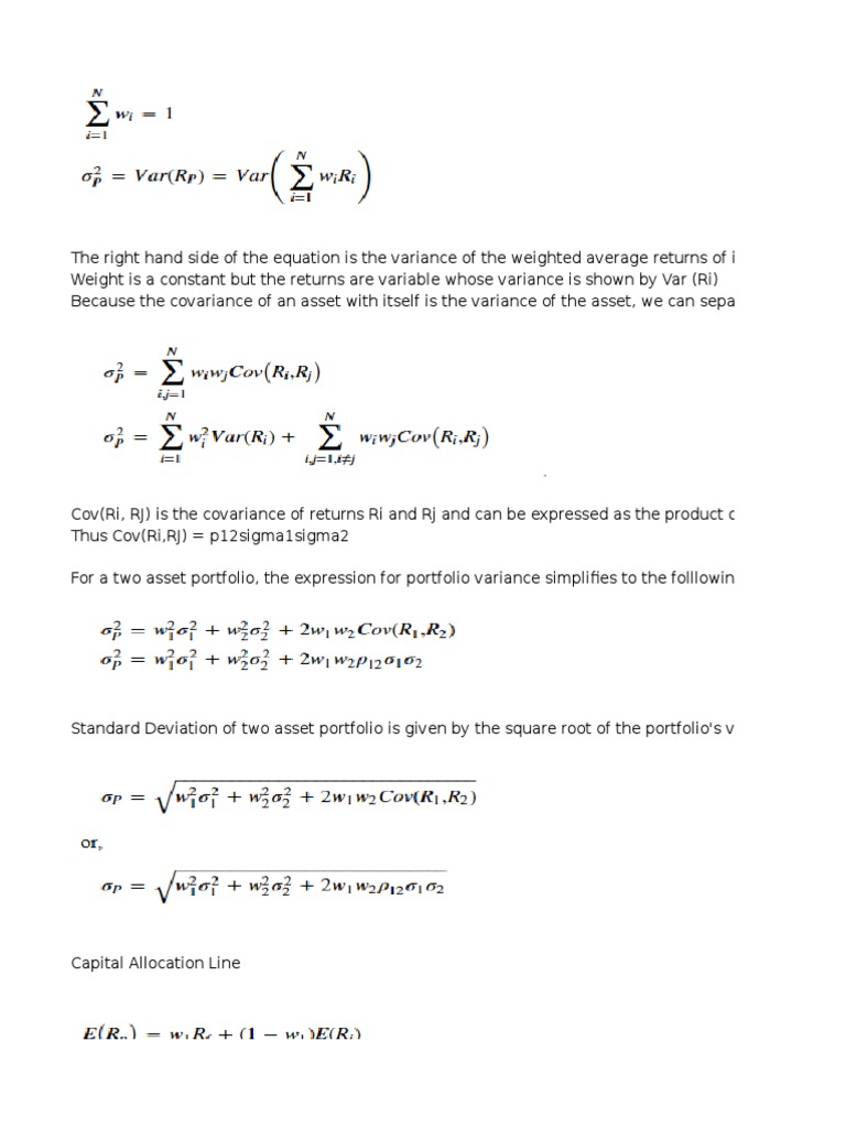 Portfolio Formula | Covariance | Variance