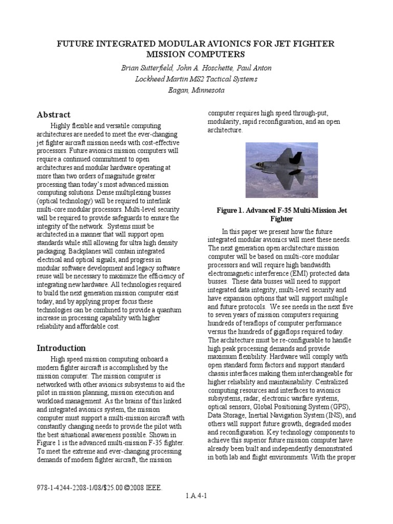 Future Integrated Modular Avionics For Jet Fighter Mission Computers ...