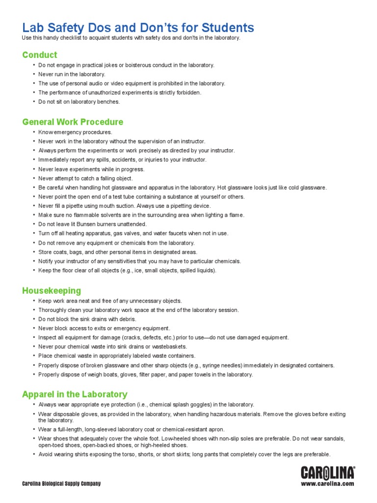 Lab Safety Dos Donts | Laboratories | Personal Protective Equipment
