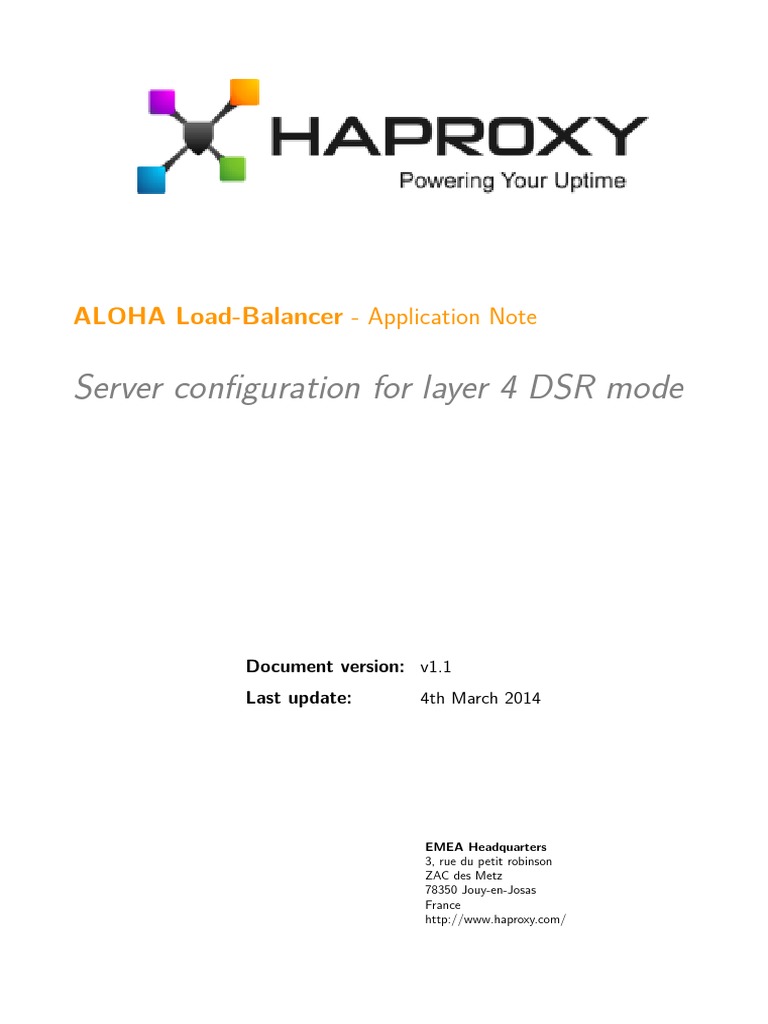 ALOHA Load-Balancer DSR Mode Setup Guide | PDF | Graphical User Interfaces | Ip Address