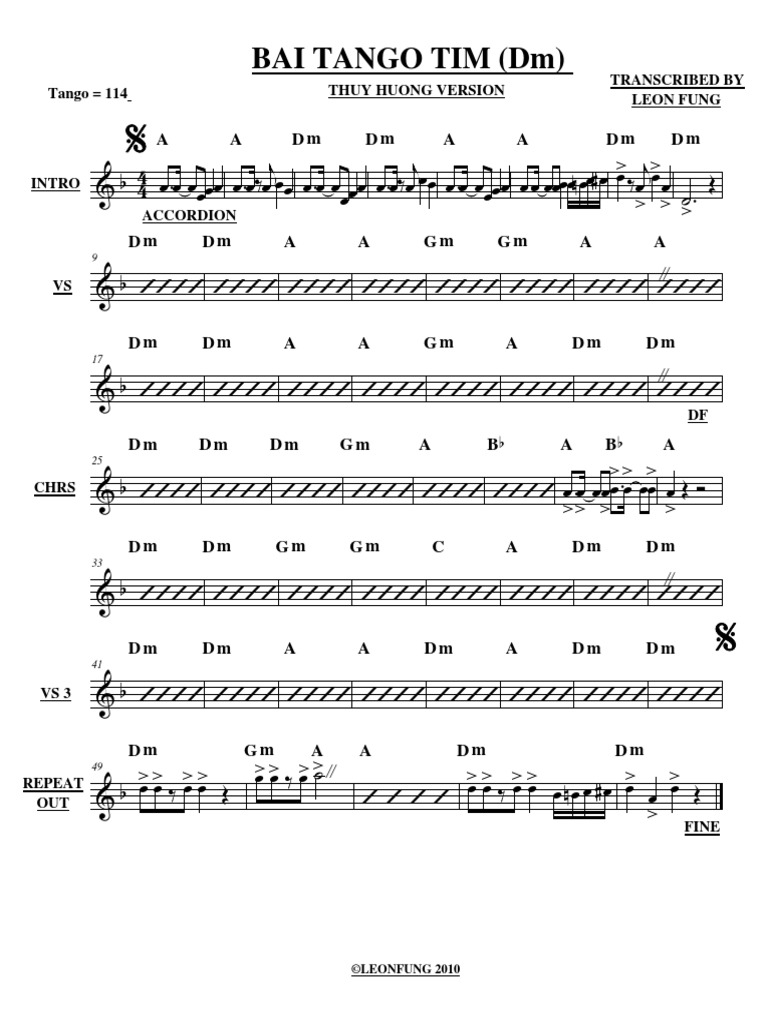 Bai Tango Tim - DM (Female) Thuy Huong | PDF