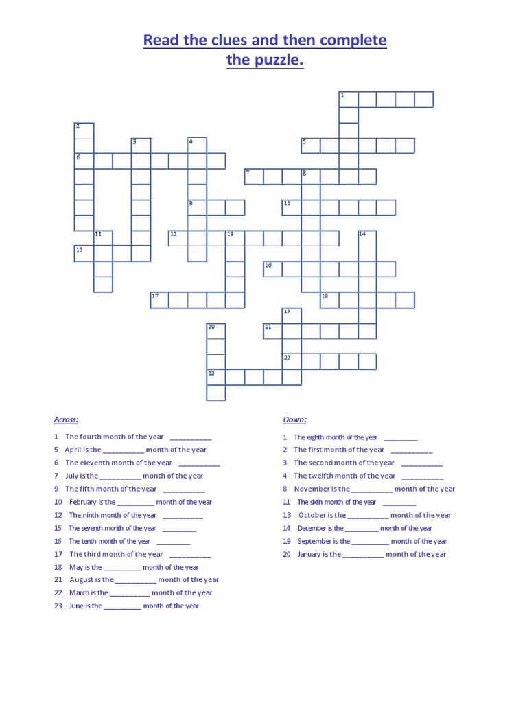 Ordinal Numbers and Months Puzzle Worksheet | PDF