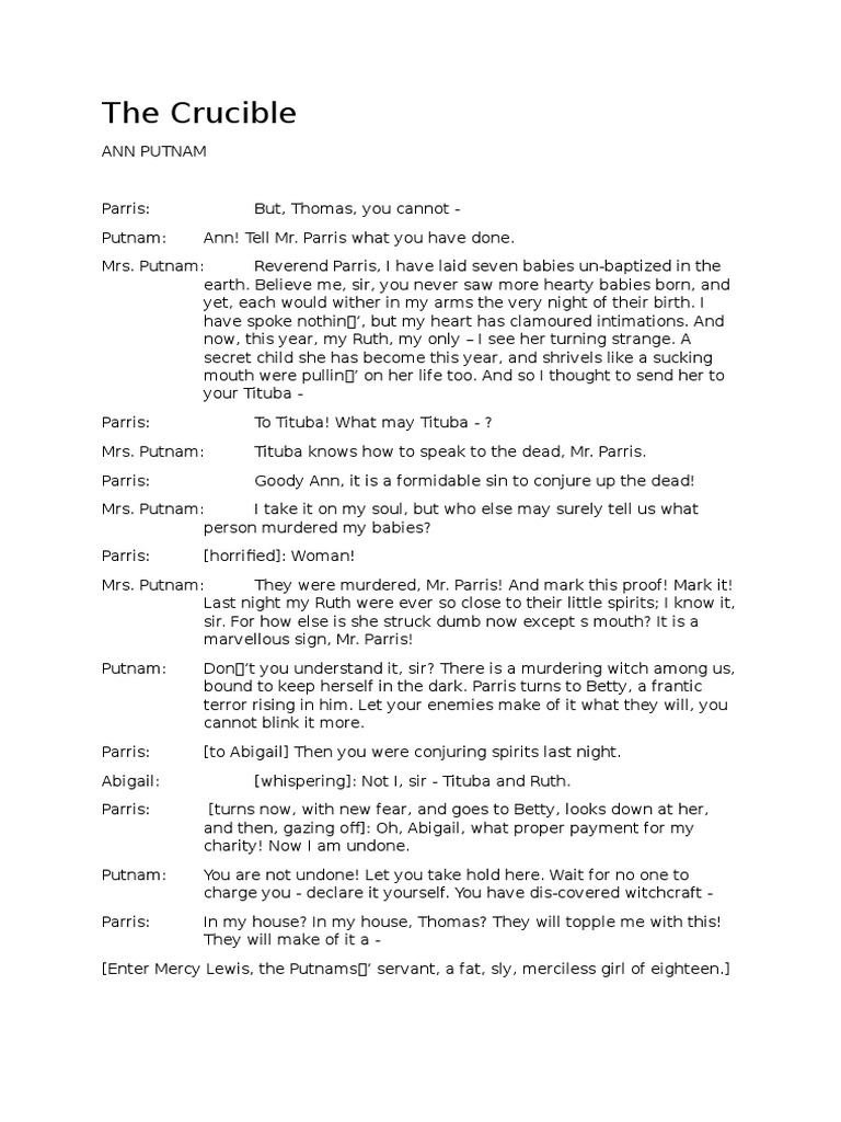 Ann Putnam - The Crucible | PDF