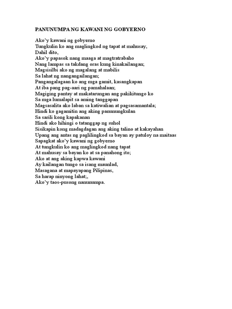 Panunumpa Ng Kawani Ng Gobyerno