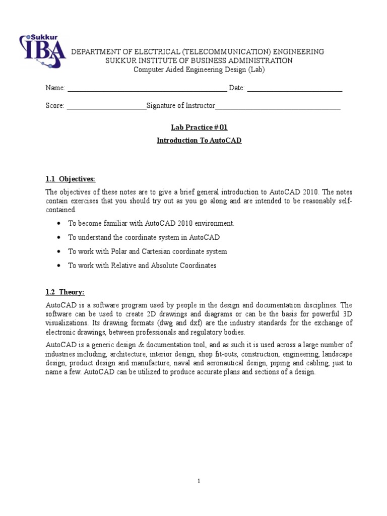 Lab 1 | PDF | Cartesian Coordinate System | Coordinate System