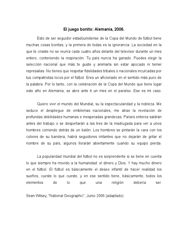 Comprensión Lectora Futboll | PDF | Asociación de Futbol | Ocio