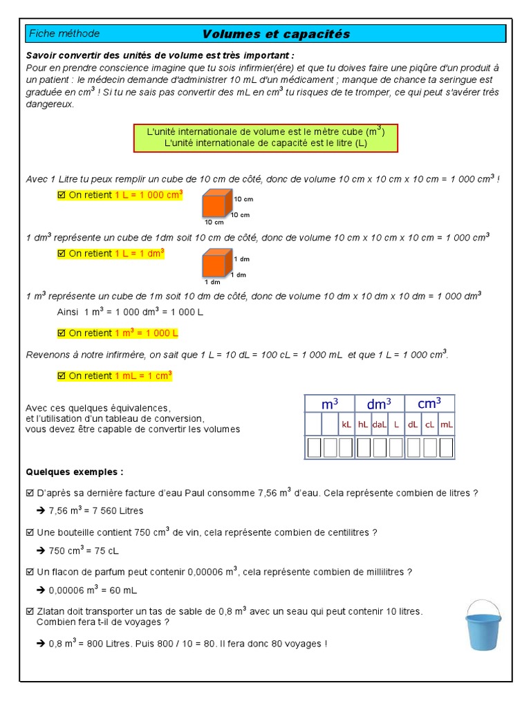 5e Fiche Méthode Conversion de Volume | PDF
