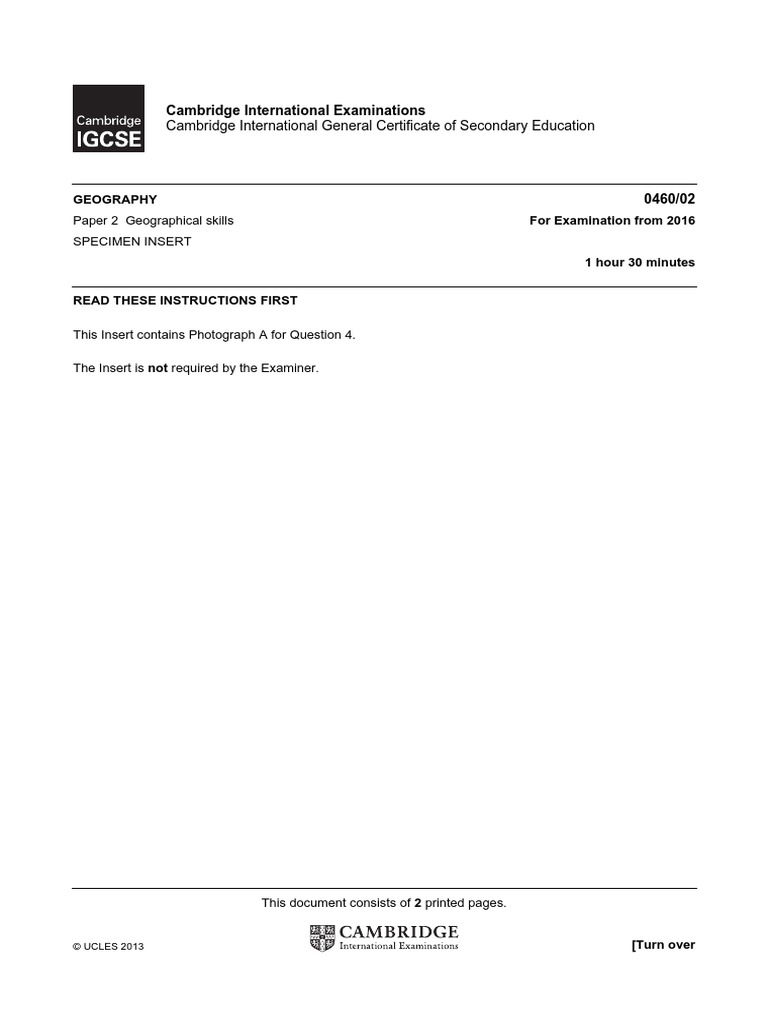 2016 Specimen Paper 2 Insert | PDF