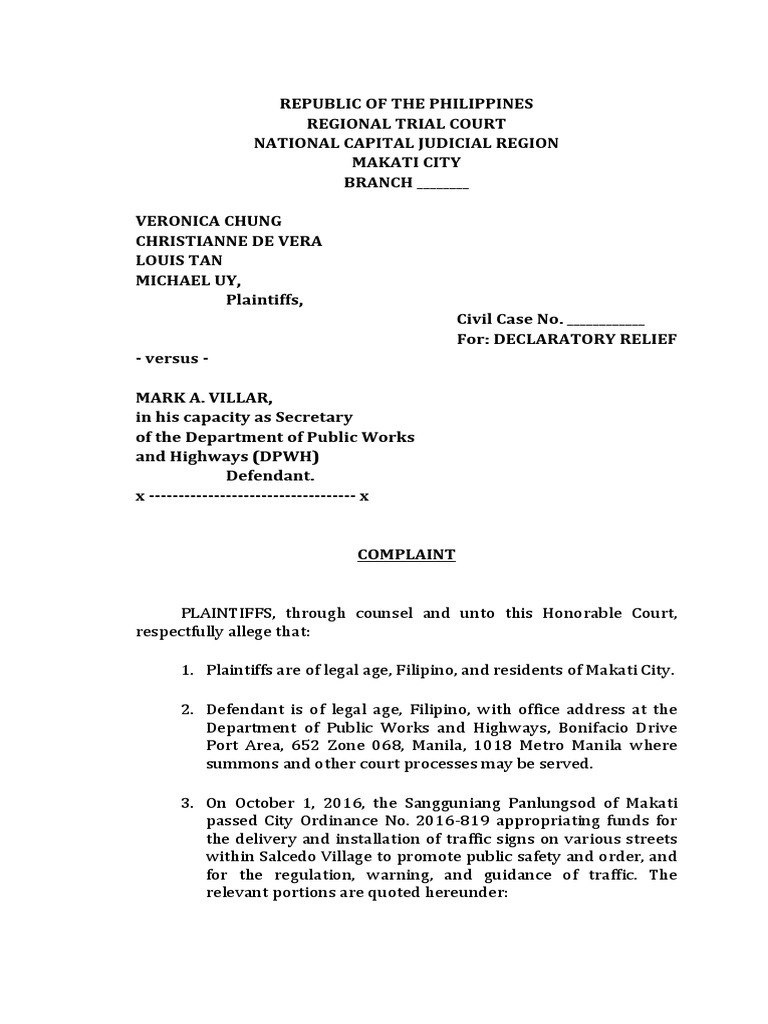 Legal Forms Action For Declaratory Relief | PDF | Traffic | Notary Public