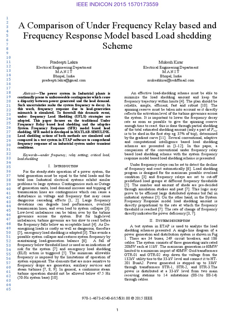 A Comparison of Under Frequency Relay Based and | PDF | Relay | Electrical Engineering